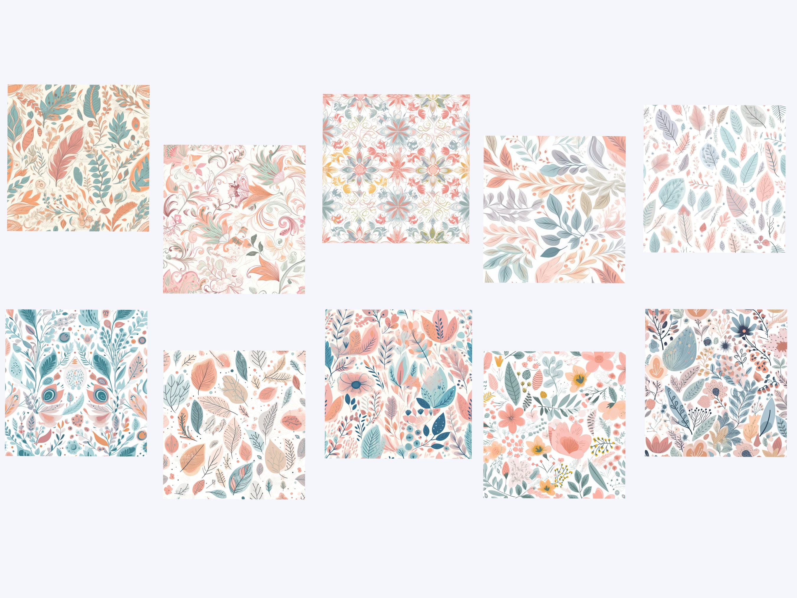 SEAMLESS Digital Paper Pastel Patterns 10 Designs Print on Demand ...