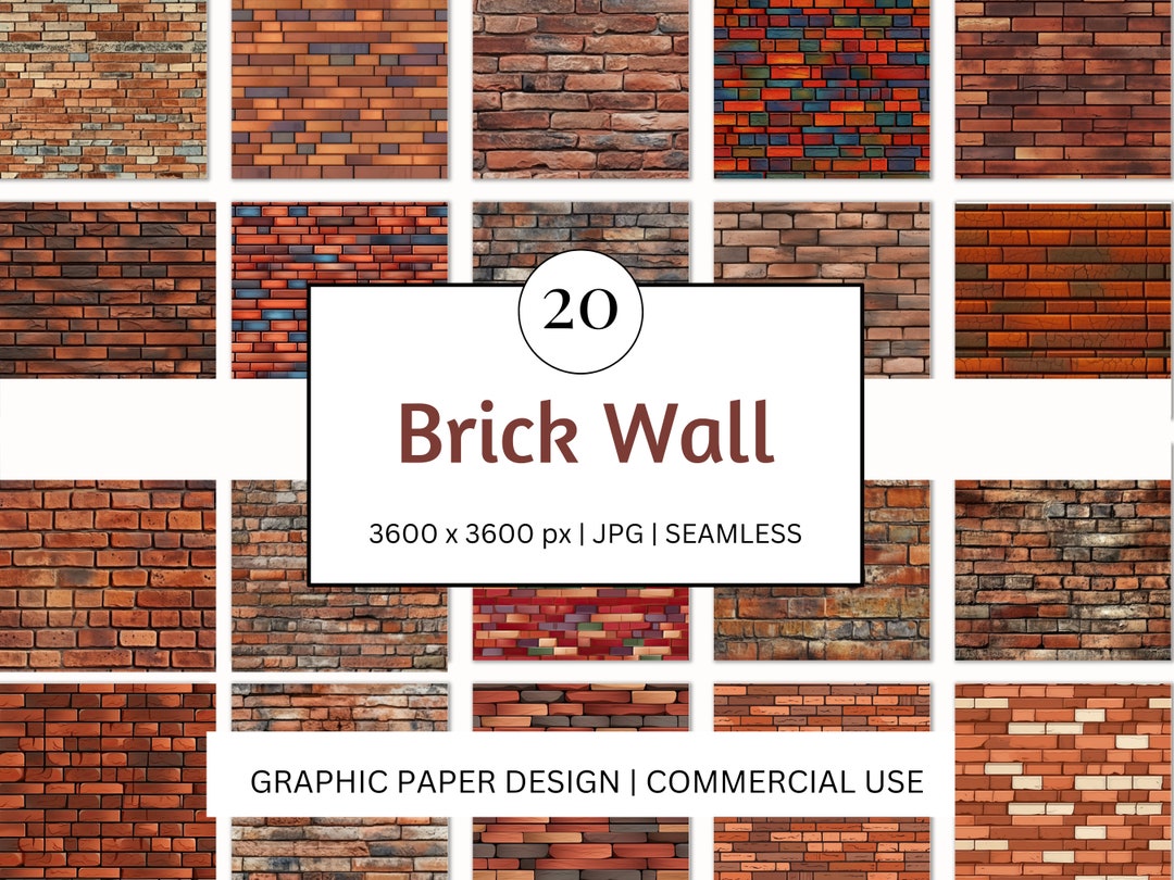 SEAMLESS Digital Papers - Brick Wall - - 20 Designs - - Print on Demand ...