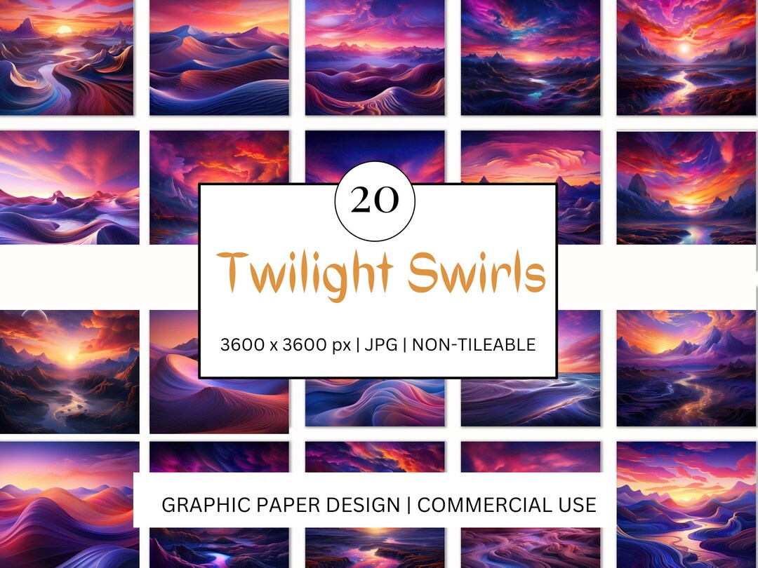NOT-TILEABLE Digital Papers - Twilight Swirls - 20 Designs - Print on ...