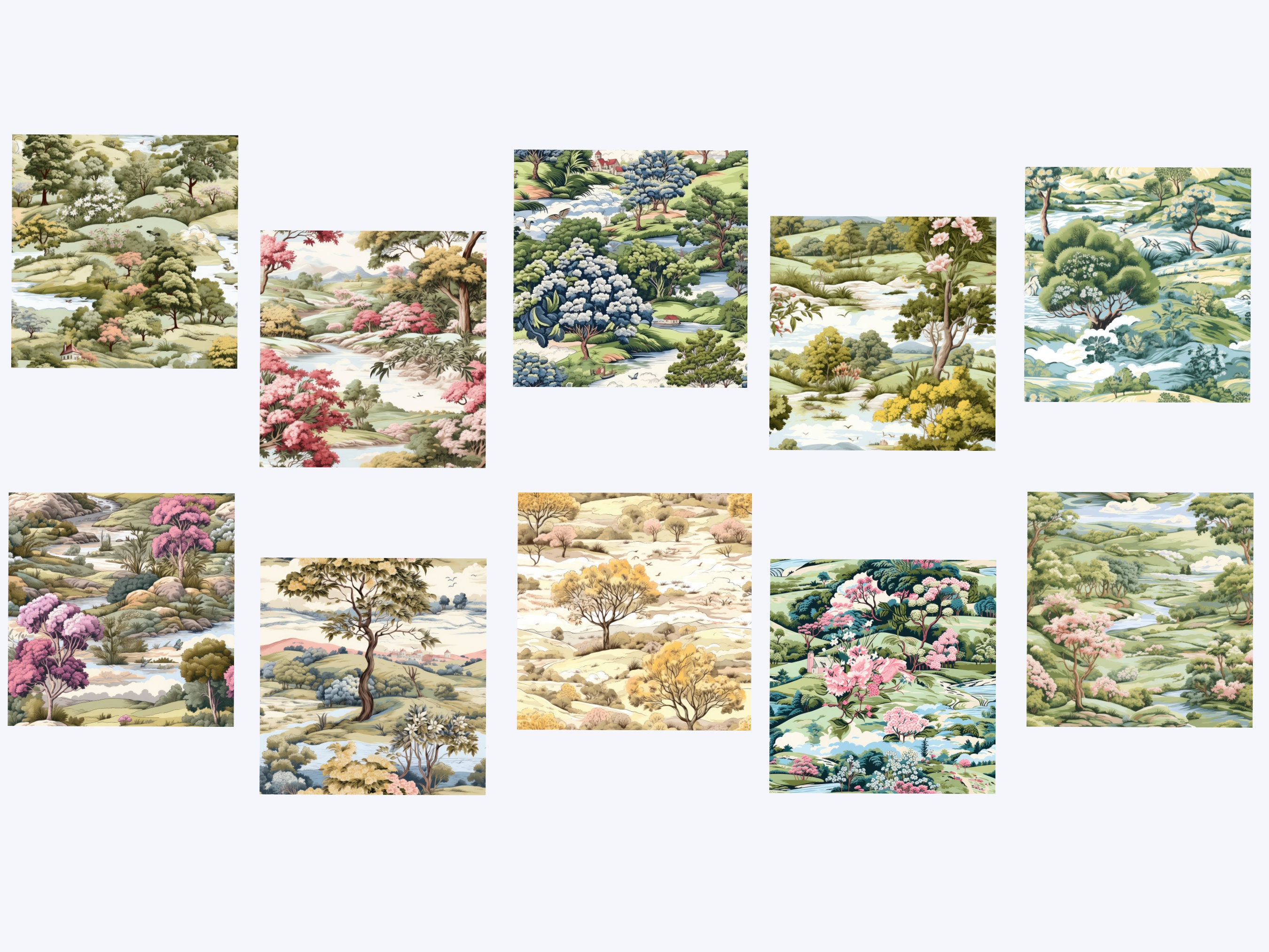 SEAMLESS Digital Paper - Pastoral Landscape - 20 Designs - - Print on ...