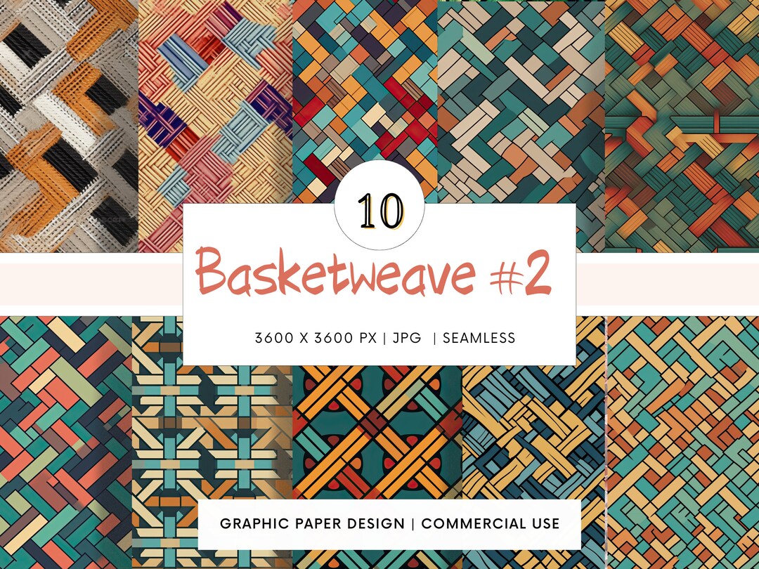 SEAMLESS Digital Paper - Basketweave #2 - 10 Designs - - Print on ...