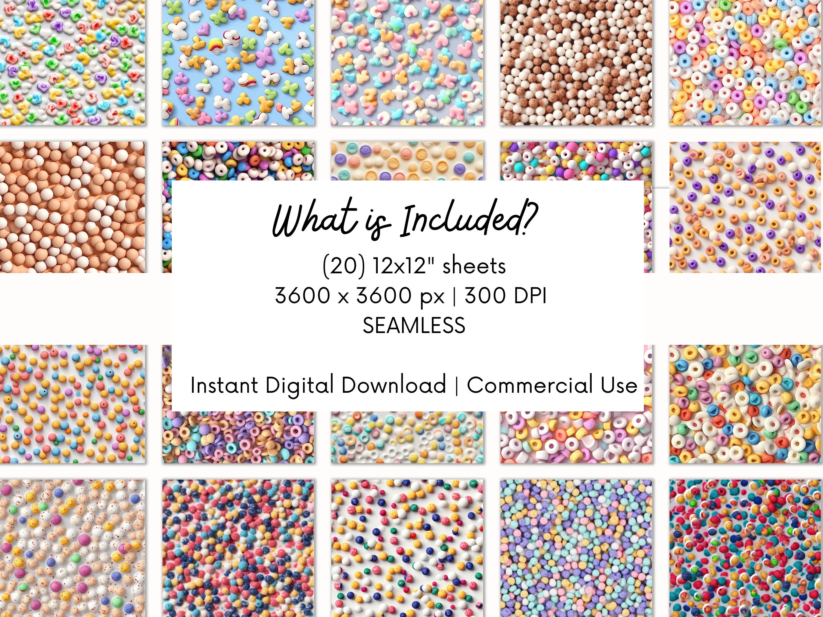 SEAMLESS Digital Paper - Sugary Cereal - 20 Designs - - Print on Demand ...