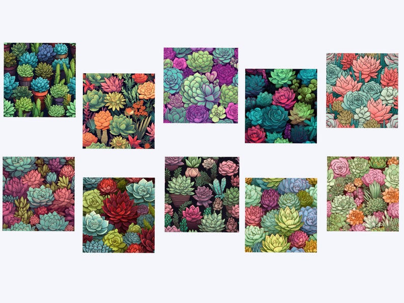 SEAMLESS Digital Paper - Succulents - 20 Designs - - Printable Paper ...