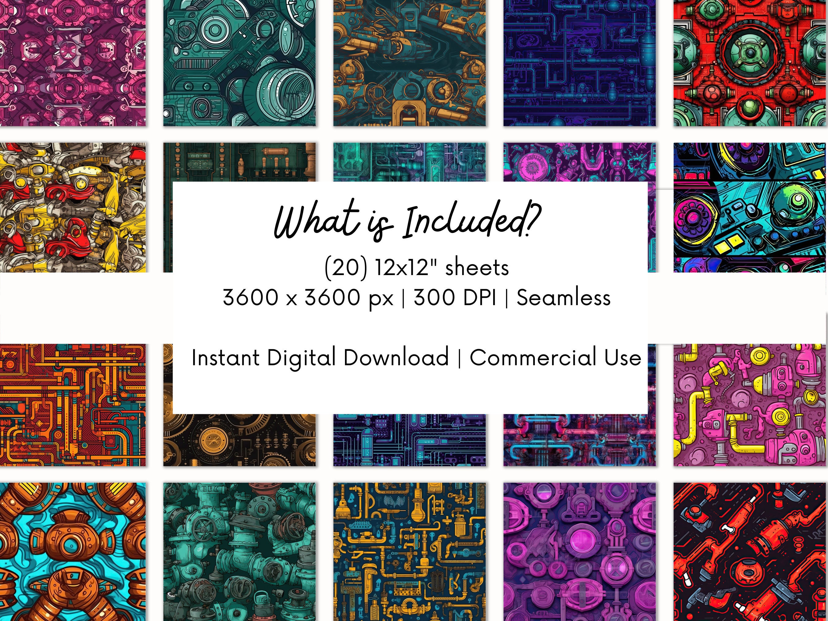 SEAMLESS Digital Paper - Cyberpunk Tech 20 Designs Print on Demand ...