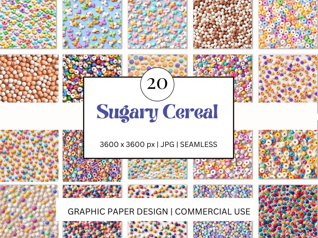 SEAMLESS Digital Paper - Sugary Cereal - 20 Designs - - Print on Demand ...