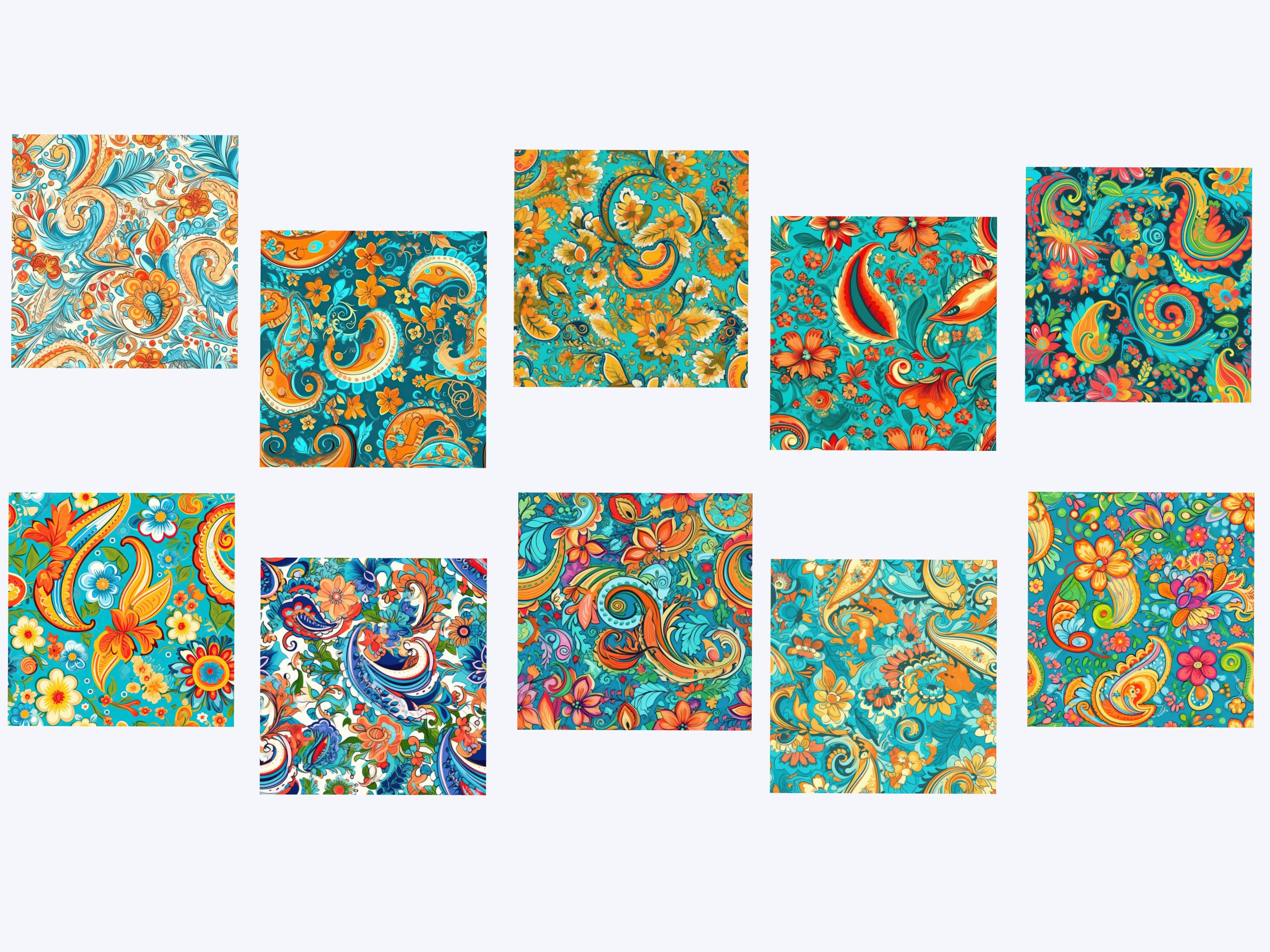 SEAMLESS Digital Paper - Summer Paisley - 10 Designs - - Printable ...