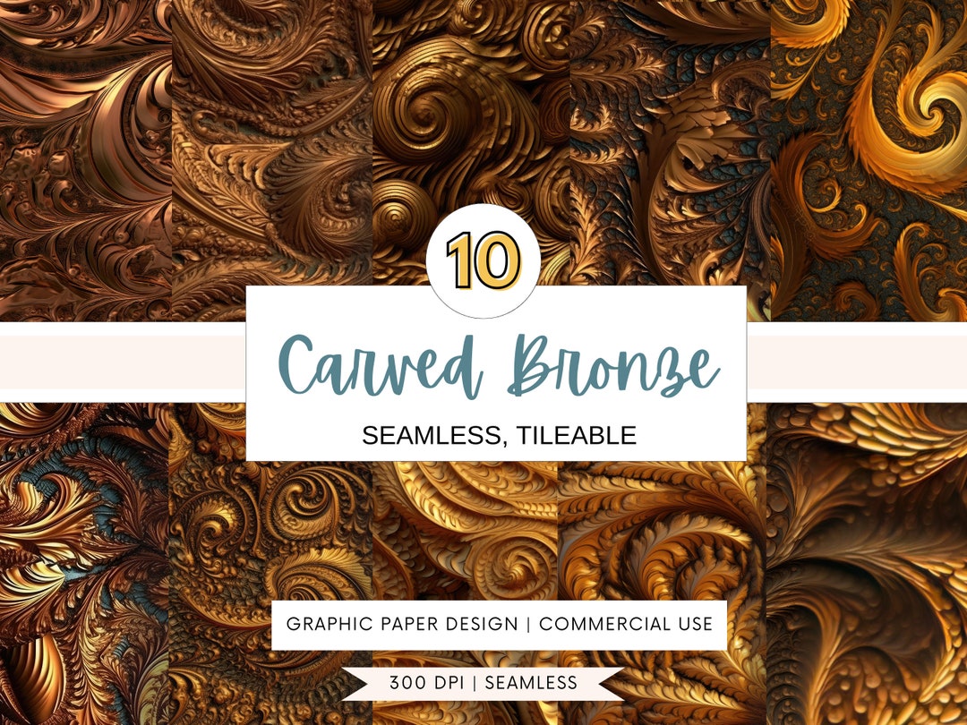 Carved Bronze Swirls Seamless Paper: 10 Tileable Designs (digital ...