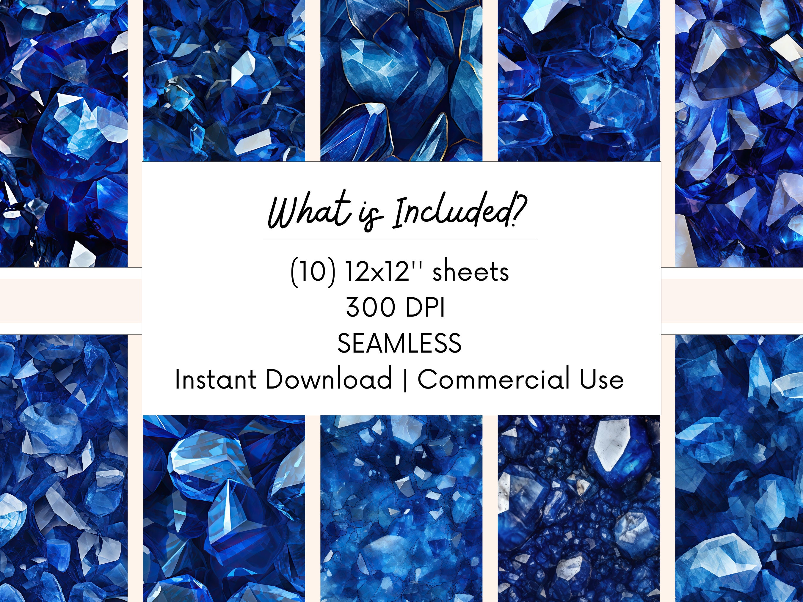 SEAMLESS Digital Paper - Sapphire Gems - 10 Designs - - Print on Demand ...