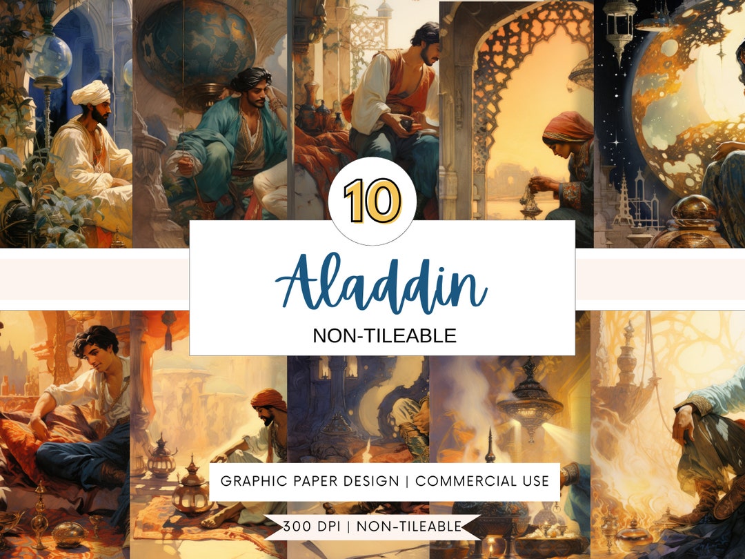 NOT-TILEABLE Digital Paper - Aladdin - Vintage Look - 10 Designs ...