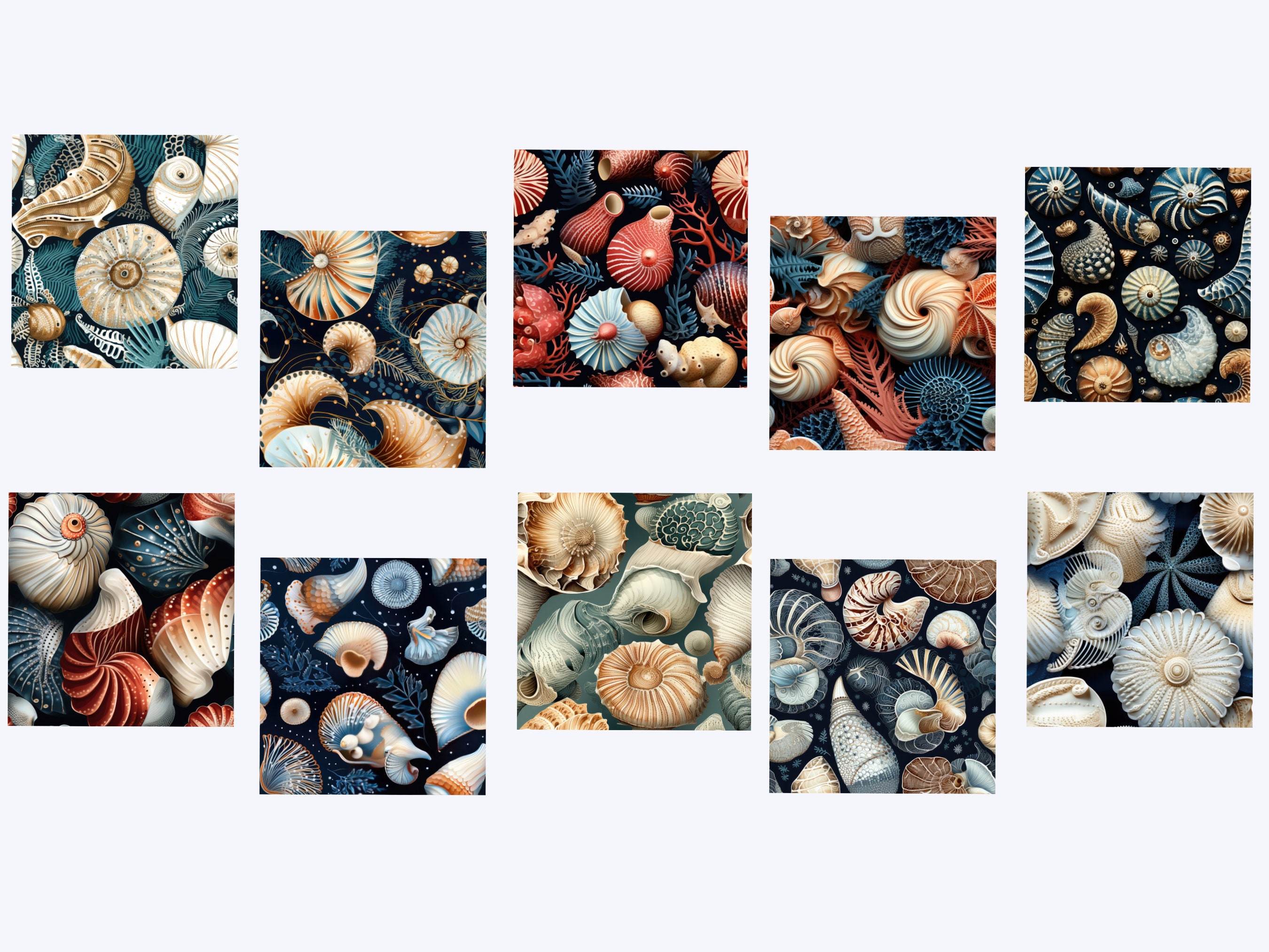 SEAMLESS Digital Papers - Sea Shells - - 20 Designs - - Print on Demand ...