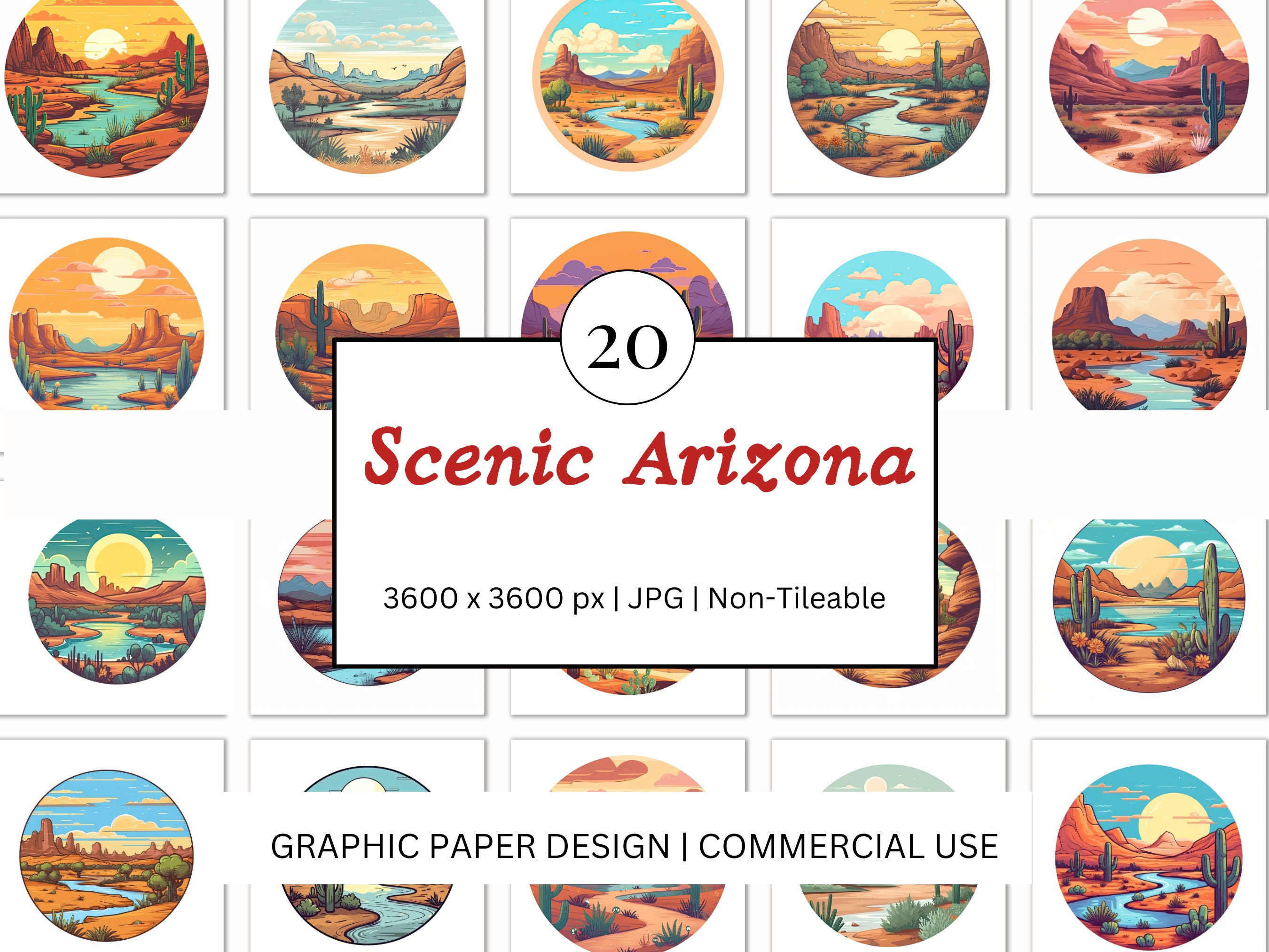 NOT-TILEABLE Digital Paper - Scenic Arizona - 20 Designs - - Print on ...