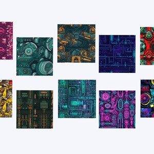 SEAMLESS Digital Paper - Cyberpunk Tech 20 Designs Printable Paper ...