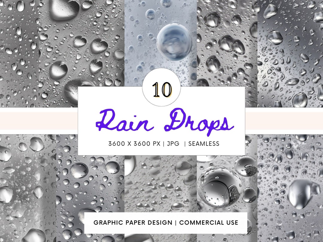 SEAMLESS Digital Paper - Rain Drops - 10 Designs - - Print on Demand ...