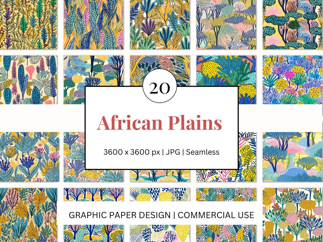 SEAMLESS Digital Paper - African Plains - 20 Designs - - Print on ...