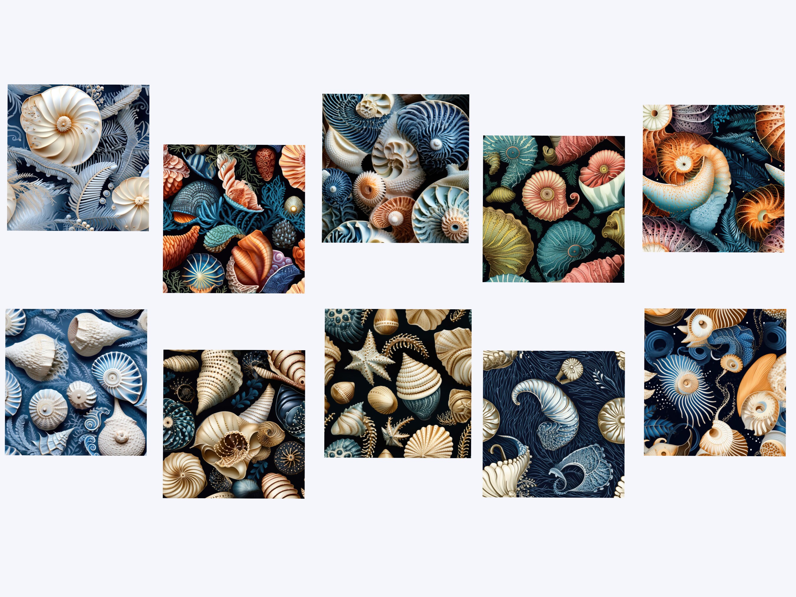 SEAMLESS Digital Papers - Sea Shells - - 20 Designs - - Print on Demand ...