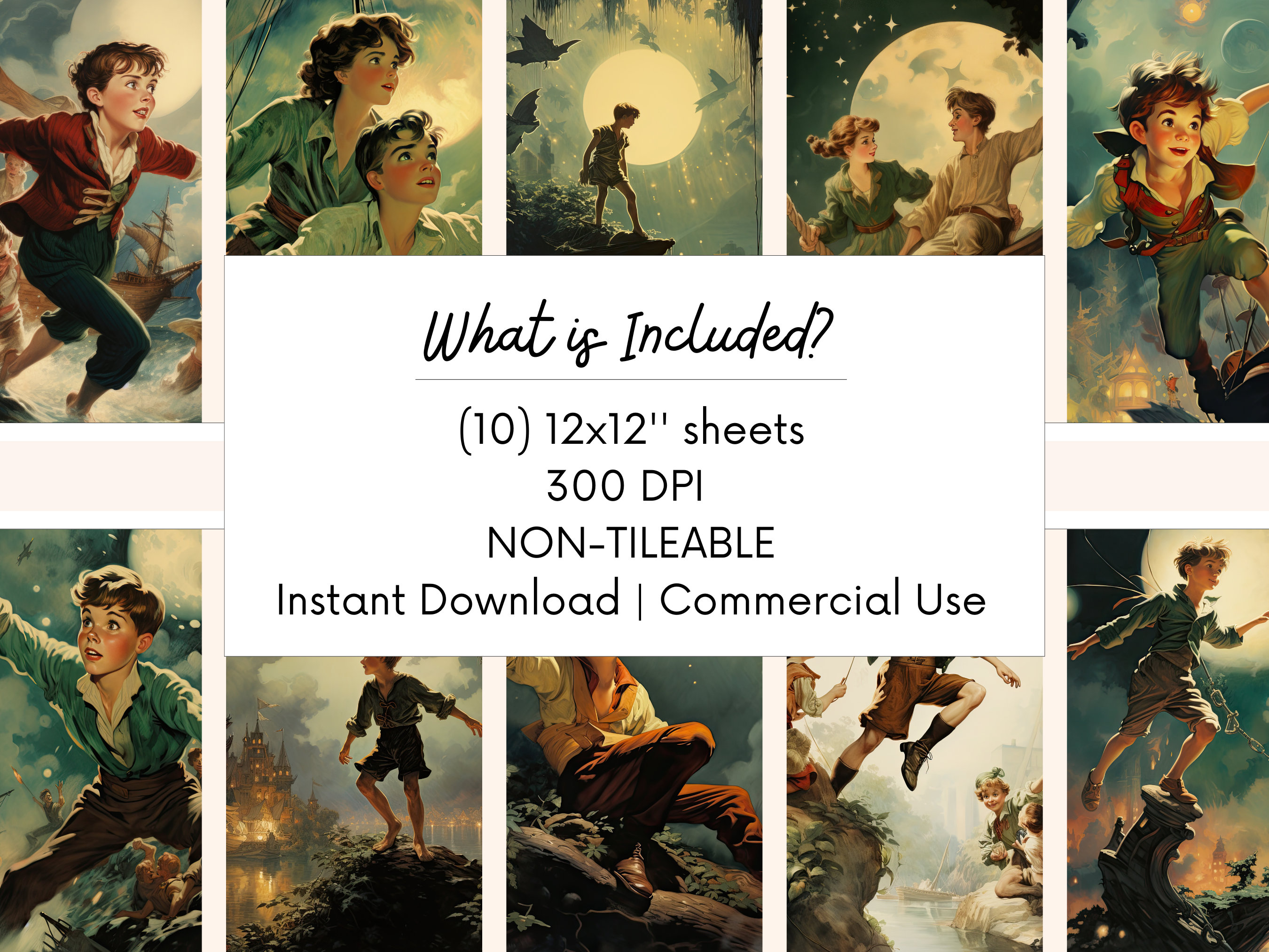 10 Digital Papers | PETER PAN | 12x12 Scrapbook Paper Pack | Printable ...