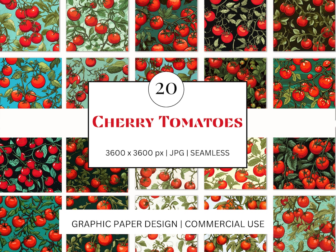 SEAMLESS Digital Paper - Cherry Tomatoes - - 20 Designs - - Printable ...