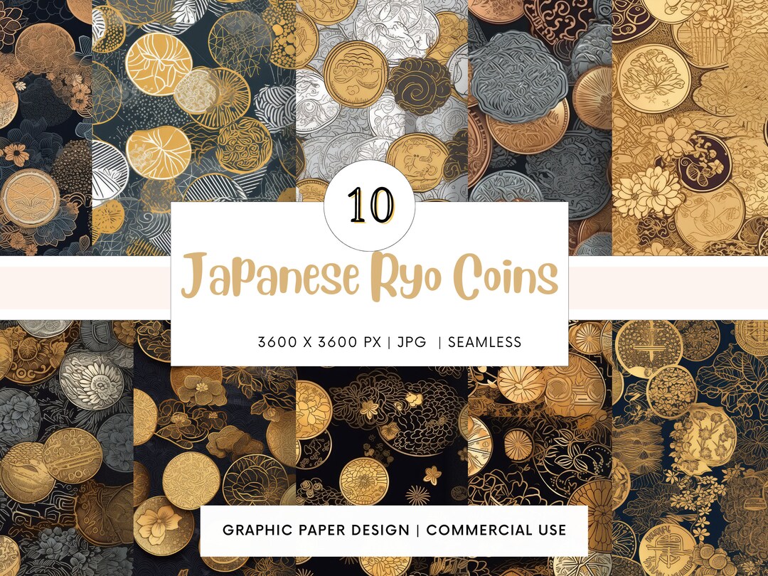 Japanese Ryo Coins Seamless Digital Paper: 10 Designs (digital Download ...