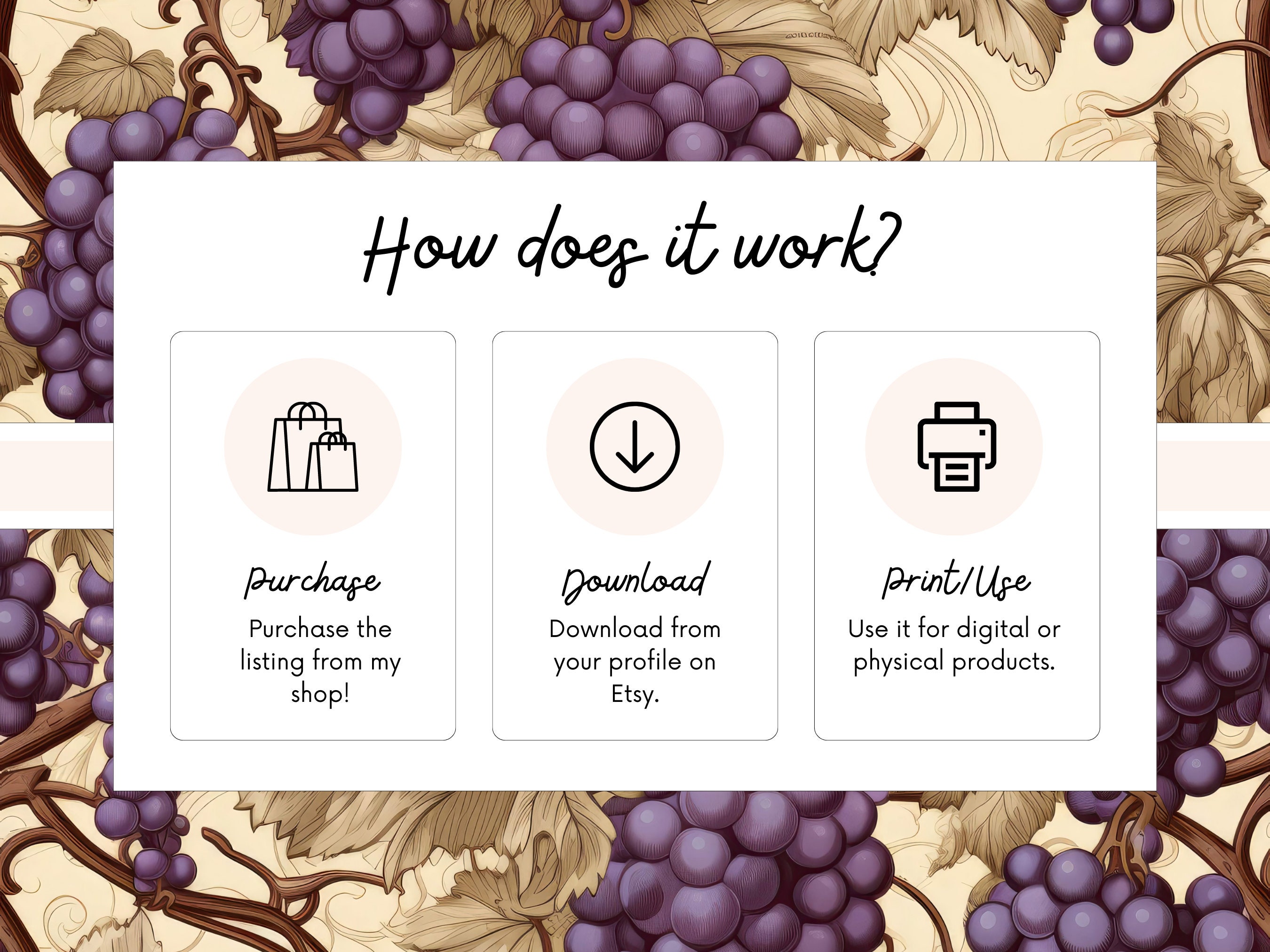 SEAMLESS Digital Paper - Tuscan Grapes - 20 Designs - - Print on Demand ...