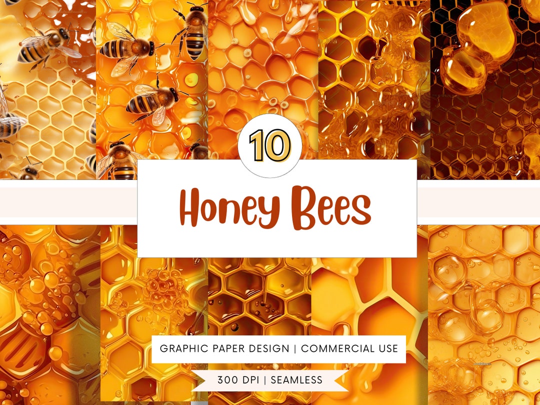 SEAMLESS Digital Paper - Honey Bees - 10 Designs - - Print on Demand ...