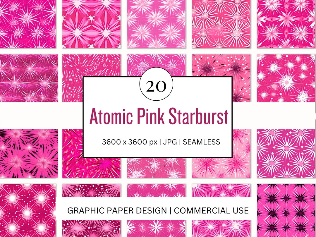 Atomic Pink Starburst Seamless Paper: 20 Digital Designs (JPG) - Etsy