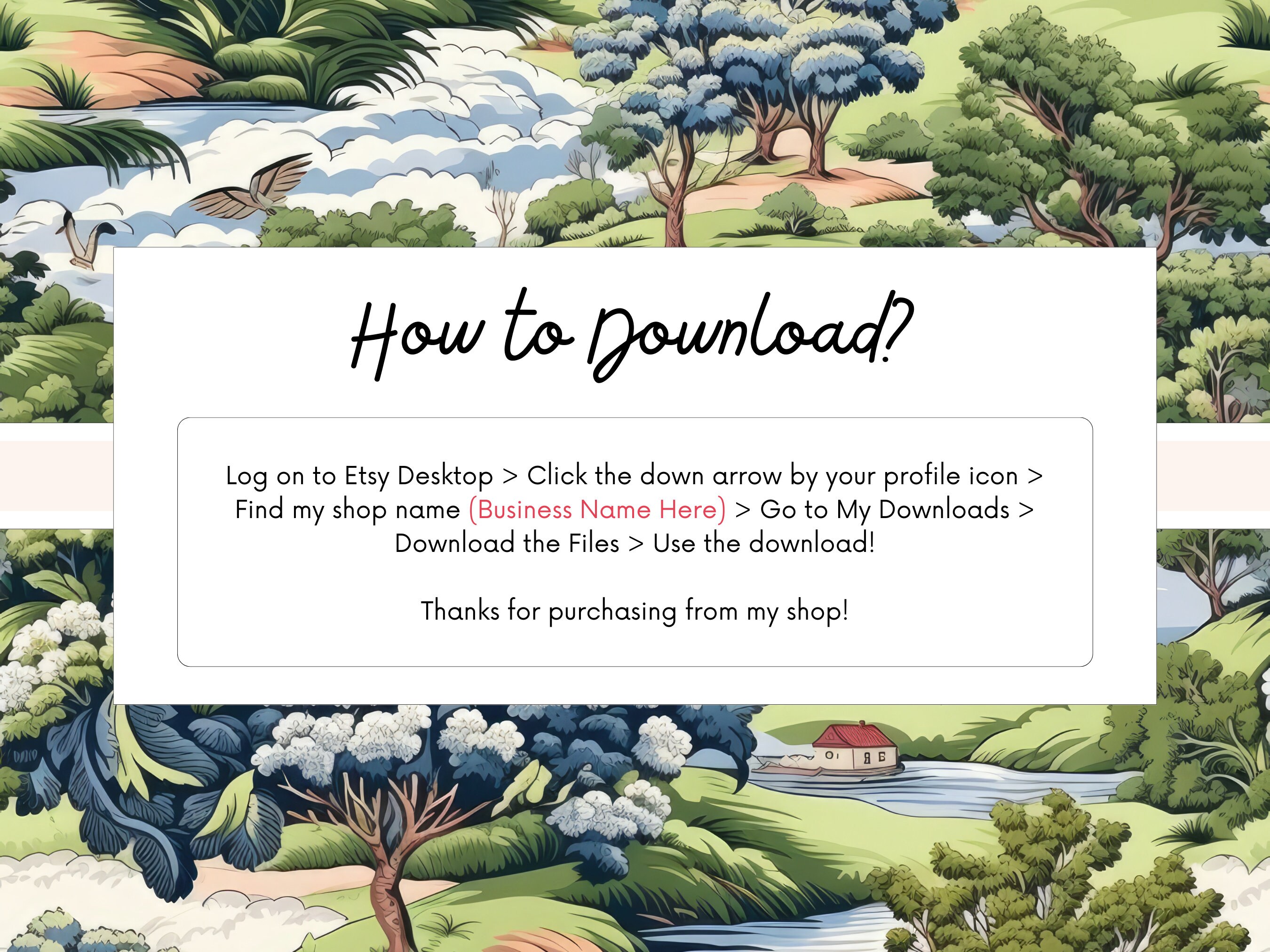 SEAMLESS Digital Paper - Pastoral Landscape - 20 Designs - - Print on ...