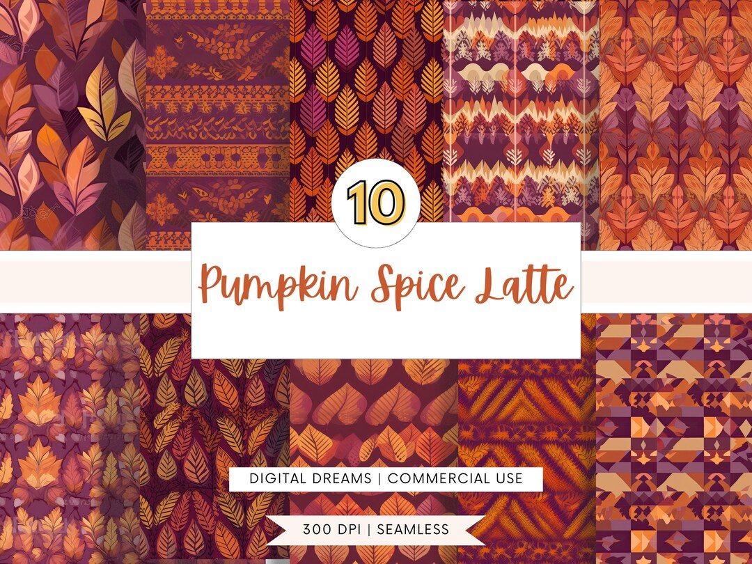 SEAMLESS Digital Paper - Pumpkin Spice Latte - 10 Designs - - Print on ...