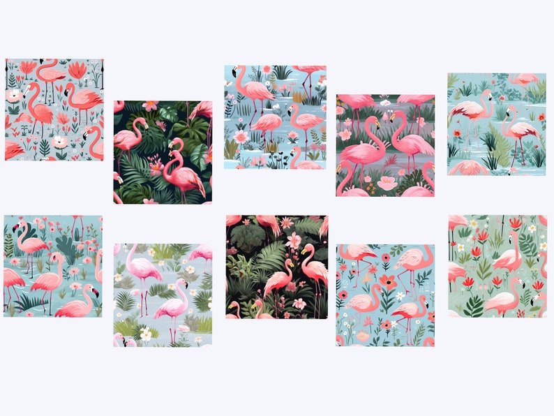 SEAMLESS Digital Paper - Pink Flamingo - 20 Designs Print on Demand ...