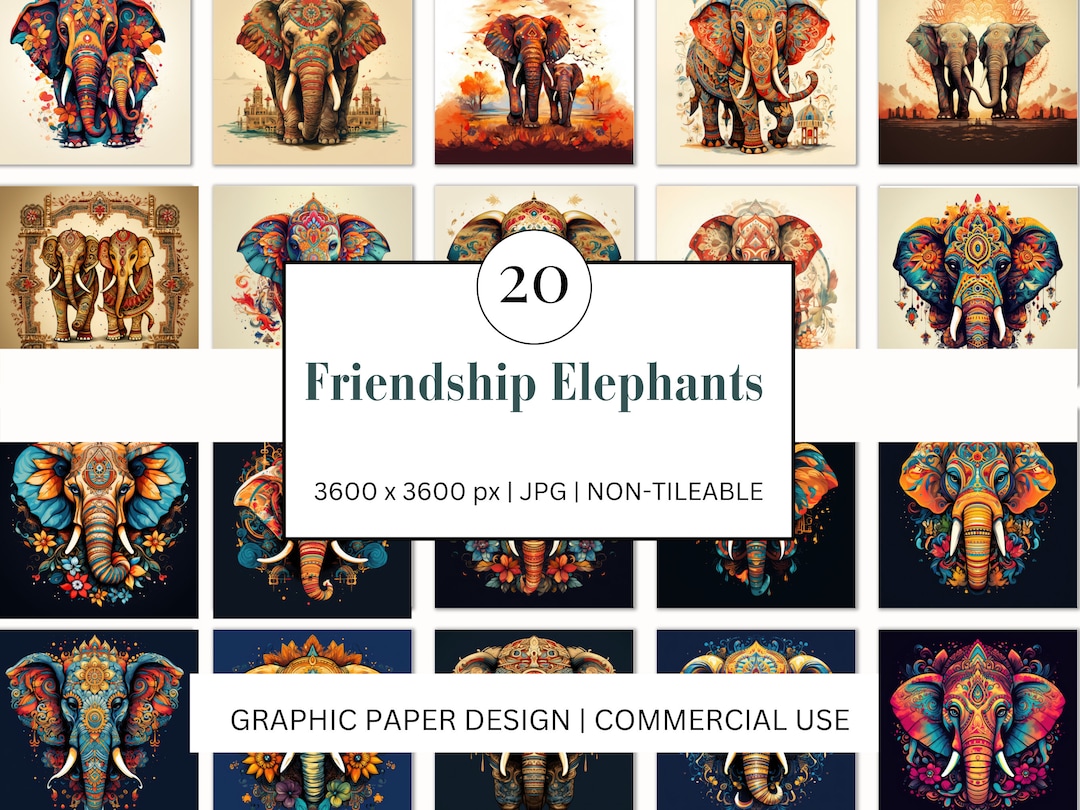 NOT-TILEABLE Digital Papers - Friendship Elephants - 20 Designs - Print ...