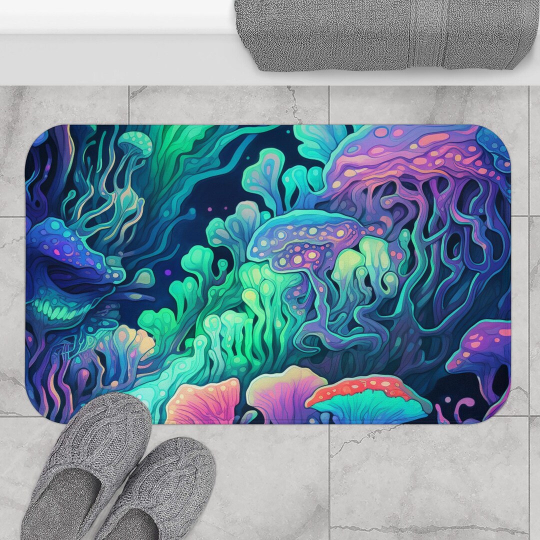 Coral Bath Mat, Ocean Theme Bathroom Decor, Nautical Underwater Design ...