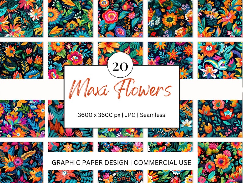 SEAMLESS Digital Paper Maxi Flowers 20 Designs - Etsy