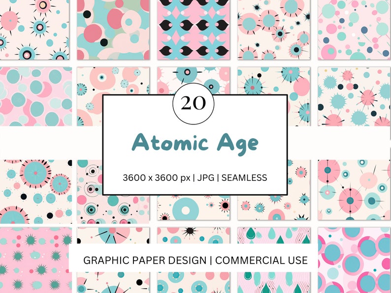 SEAMLESS Digital Paper - Atomic Age - - 20 Designs - - Print on Demand ...