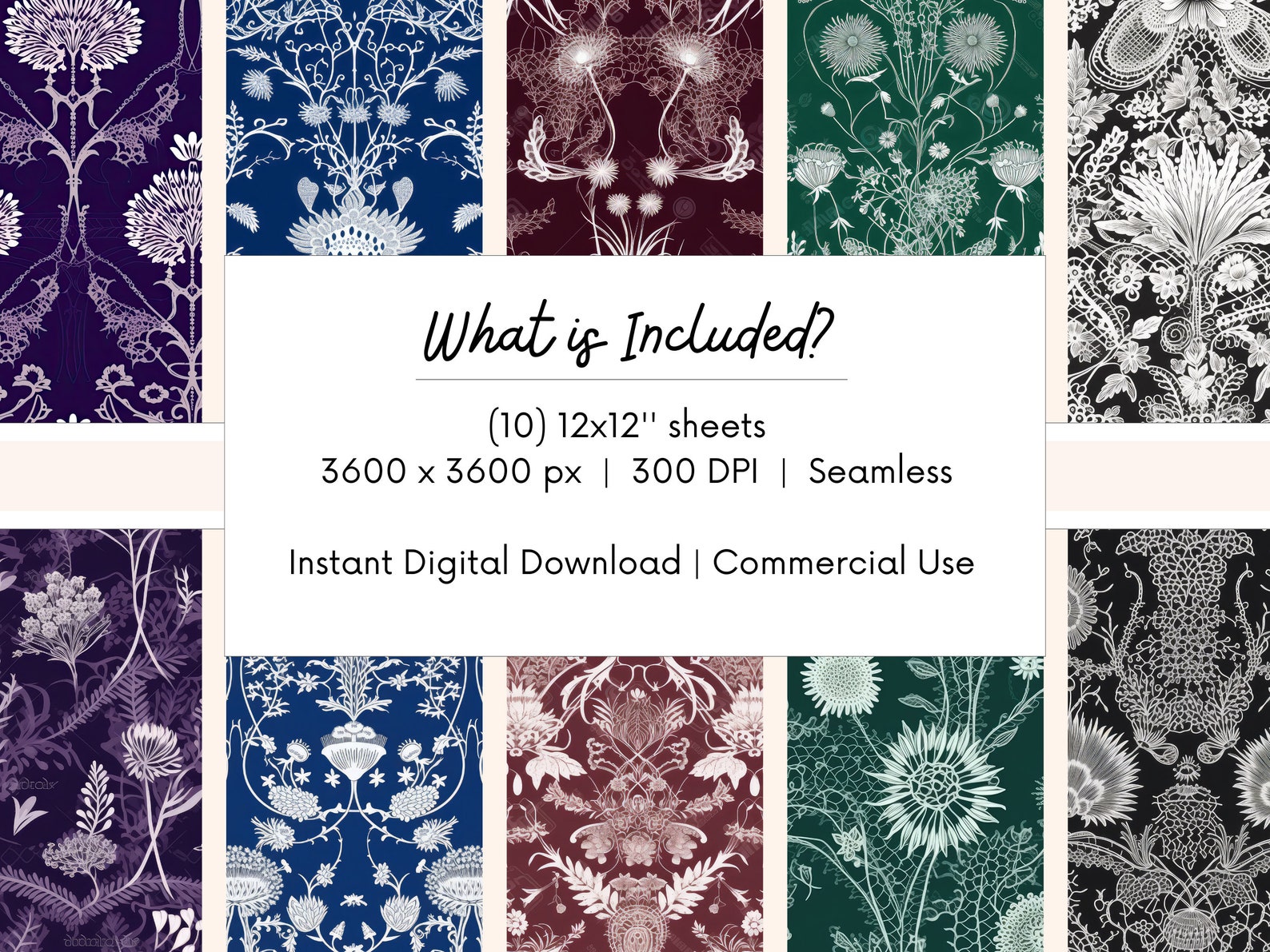 SEAMLESS Digital Paper - Thistle Lace - 10 Designs - - Print on Demand ...