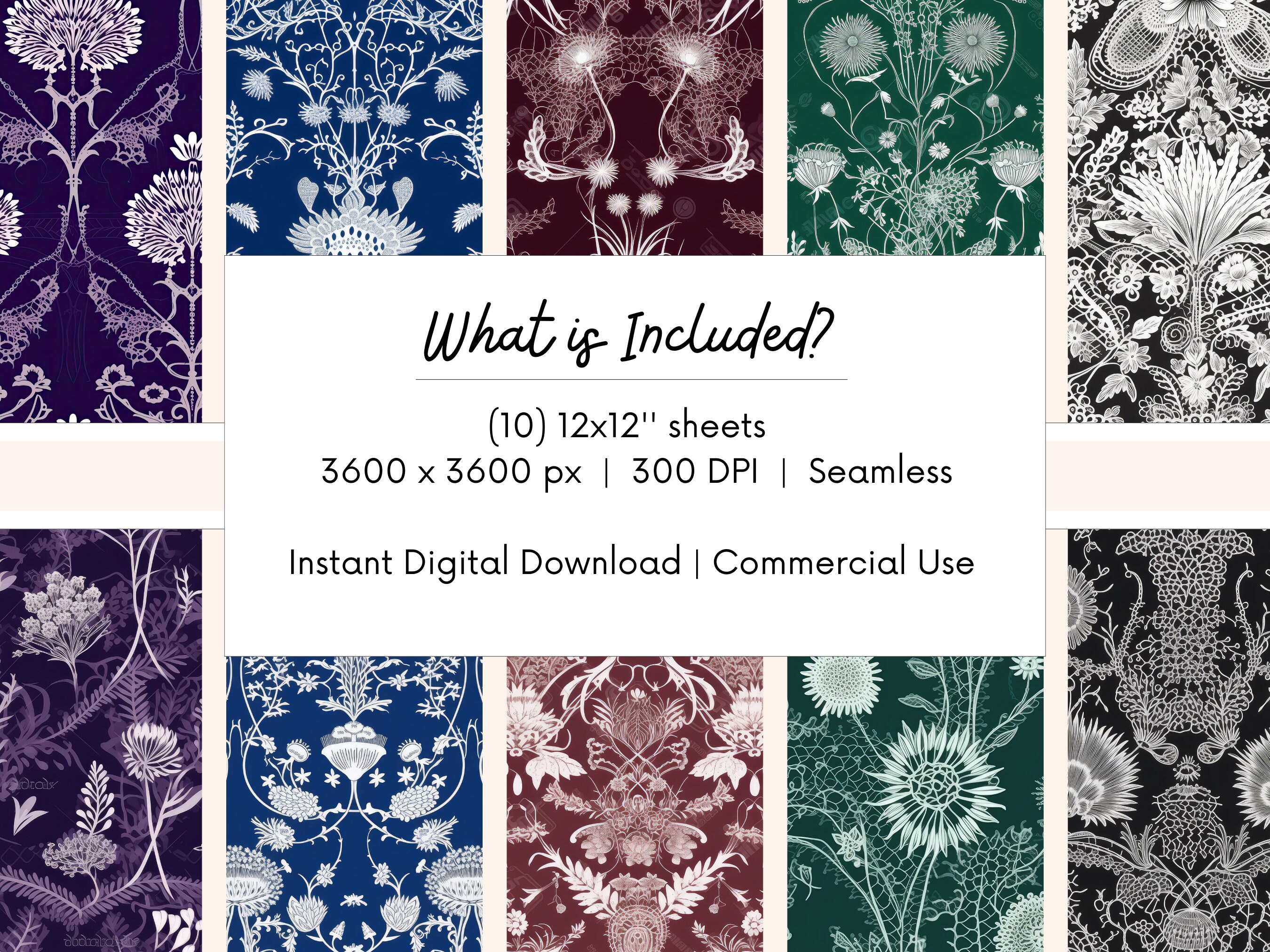 SEAMLESS Digital Paper - Thistle Lace - 10 Designs - - Print on Demand ...