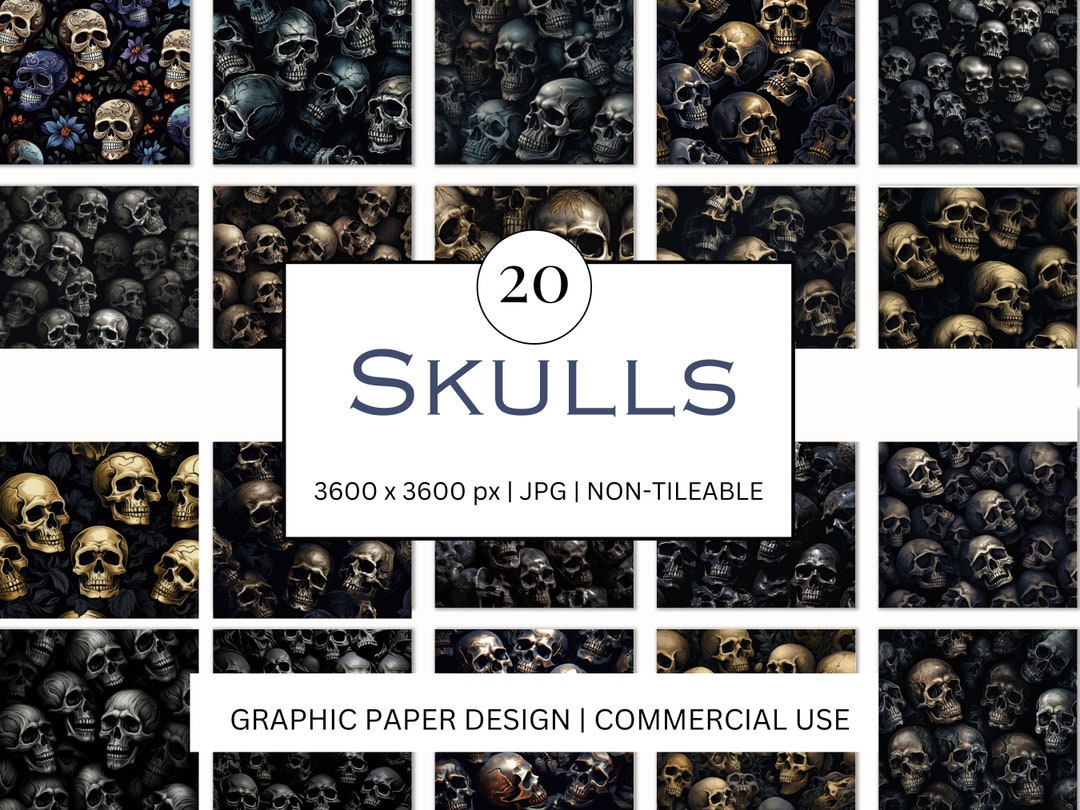 NOT-TILEABLE Digital Paper - Skulls - 20 Designs Print on Demand ...