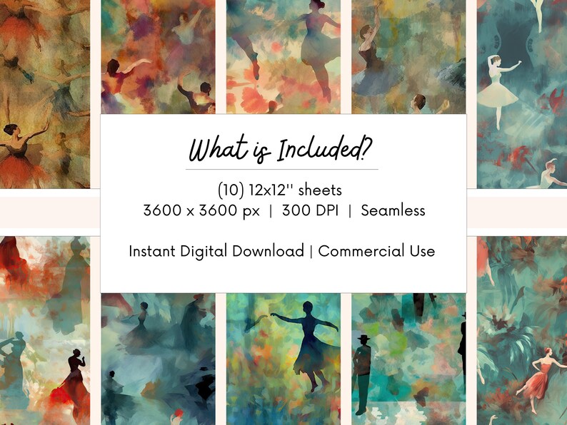 SEAMLESS Digital Paper - Degas Ballerinas - 10 Designs - - Printable ...
