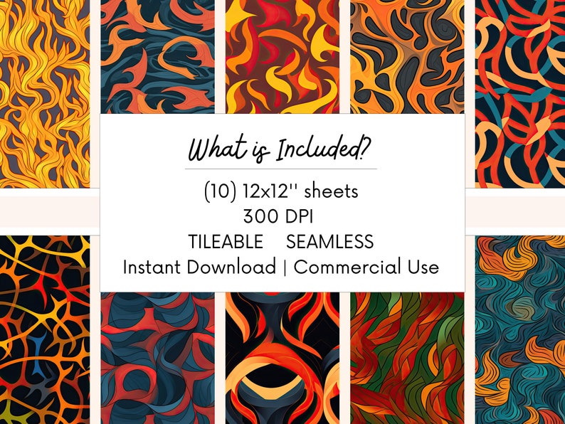 SEAMLESS Digital Paper - Fiery Flames - - 10 Designs - - Print on ...