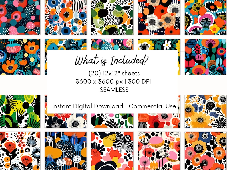 SEAMLESS Digital Paper - Marimekko #1 - 20 Designs - - Print on Demand ...