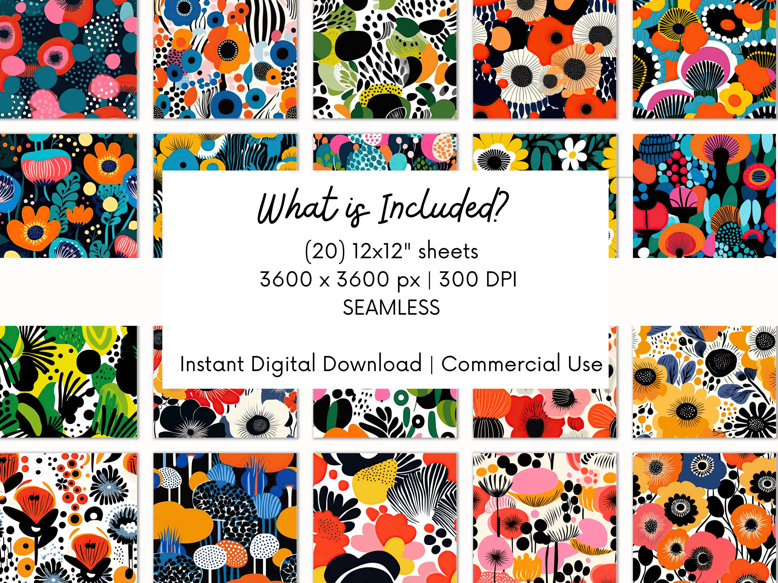 SEAMLESS Digital Paper - Marimekko #1 - 20 Designs - - Printable Paper ...