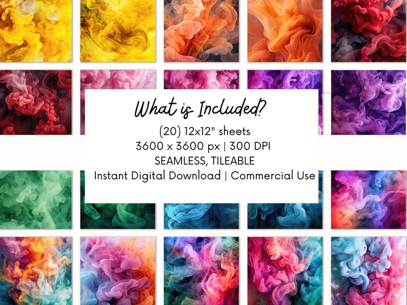 NOT-TILEABLE Digital Paper - Rainbow Smoke - 20 Designs - Print on ...