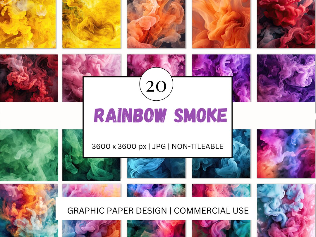 NOT-TILEABLE Digital Paper - Rainbow Smoke - 20 Designs - Print on ...