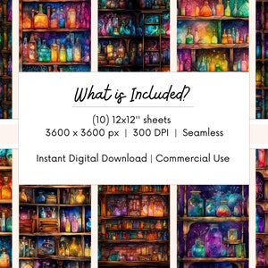 SEAMLESS Digital Paper - Magical Library - 10 Designs - - Print on ...