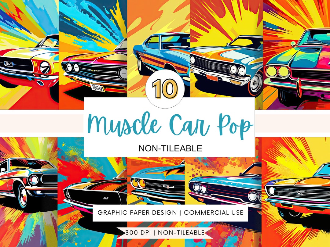 NOT-TILEABLE Digital Paper - Muscle Car Pop - 10 Designs - - Print on ...