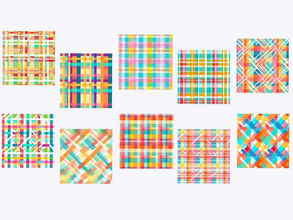 SEAMLESS Digital Paper - Summer Plaids - 10 Designs - - Print on Demand ...