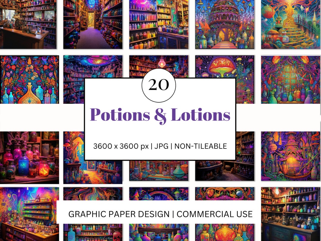 NOT-TILEABLE Digital Papers - Potions & Lotions - 20 Designs - Print on ...