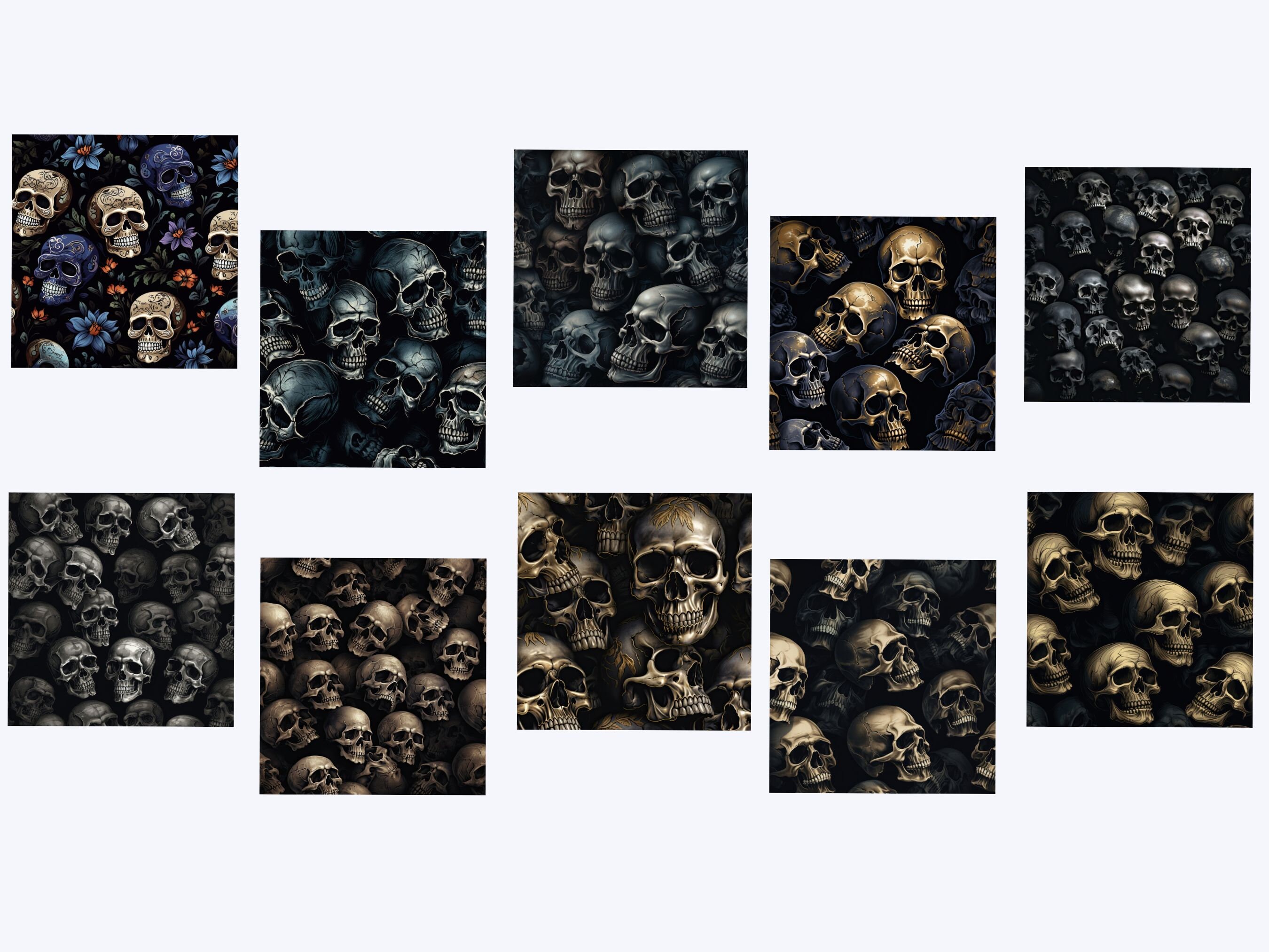 NOT-TILEABLE Digital Paper - Skulls - 20 Designs Print on Demand ...