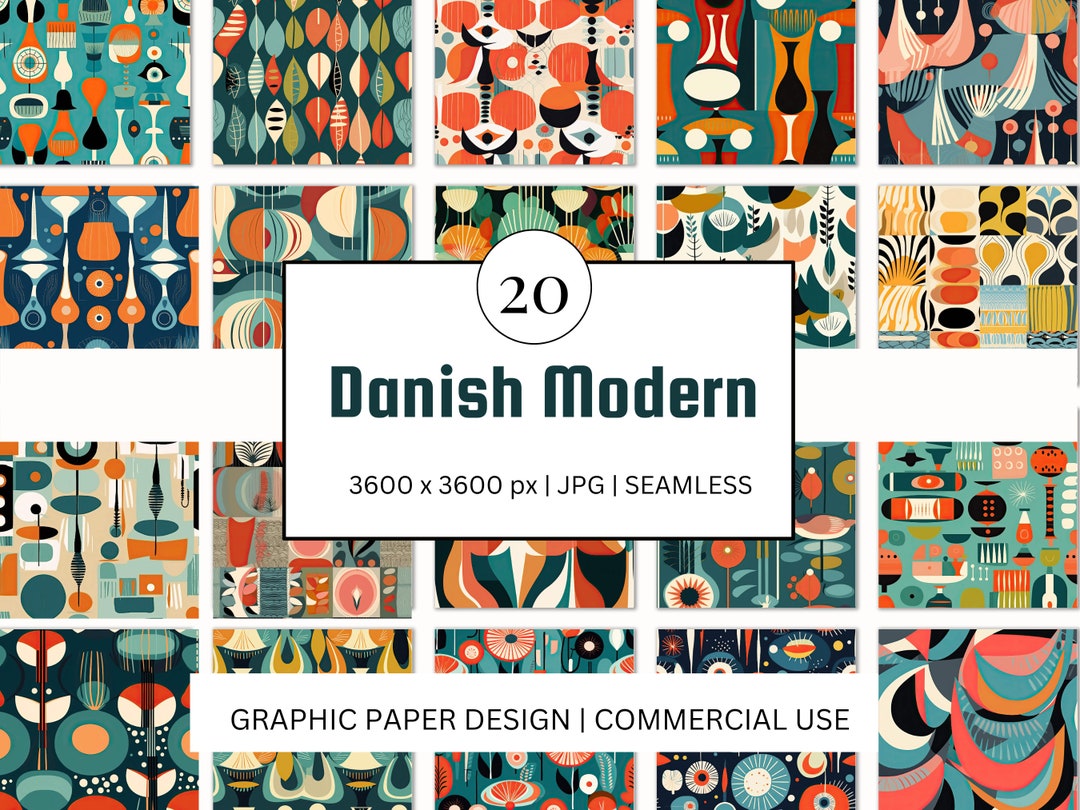 SEAMLESS Digital Paper - Danish Modern - 20 Designs - - Print on Demand ...