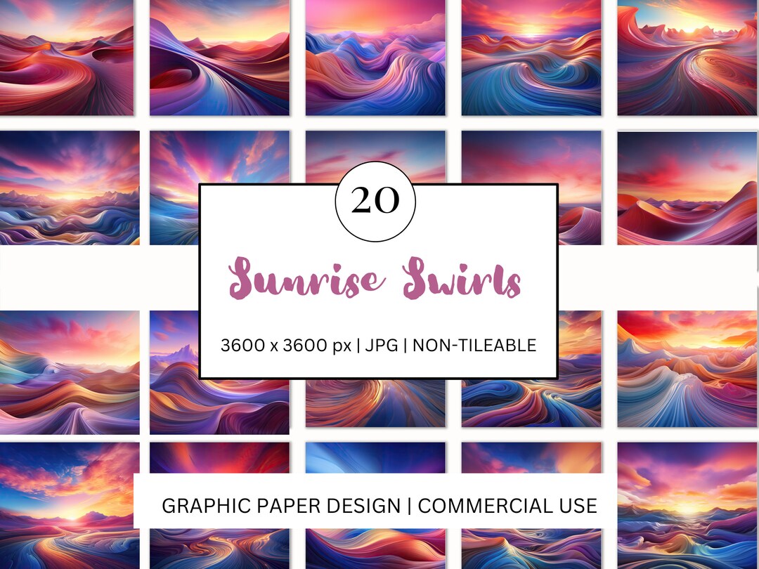 NOT-TILEABLE Digital Papers - Sunrise Swirls - 20 Designs - Print on ...