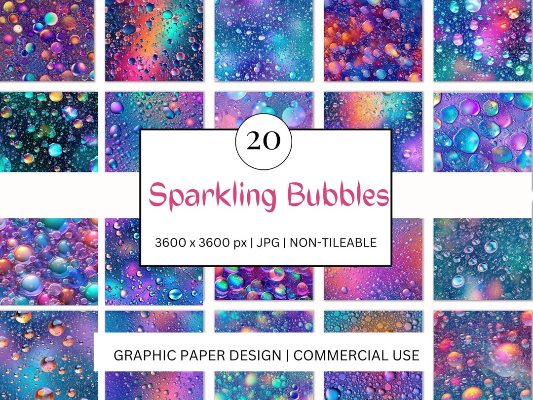 Sparkling Bubbles Digital Paper: 20 Non-tileable Designs (digital ...
