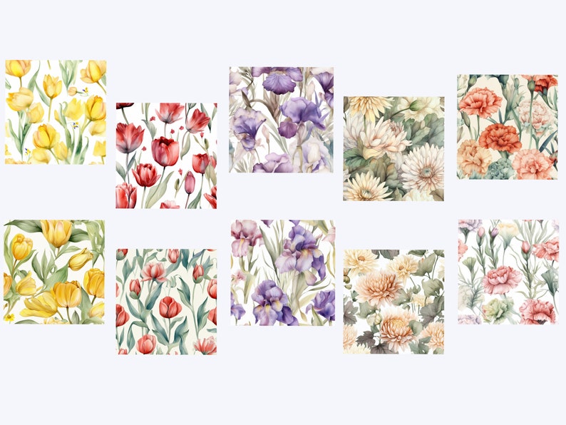 SEAMLESS Digital Paper - Flower Garden - 10 Designs - - Print on Demand ...